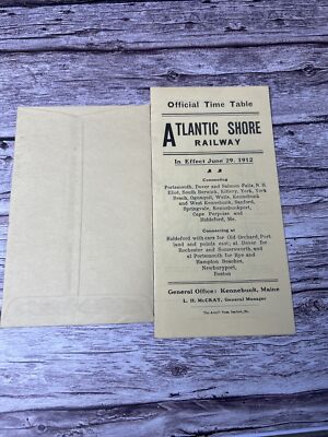 JUNE 29, 1912 ATLANTIC SHORE RAILWAY TIME TABLE. C | eBay