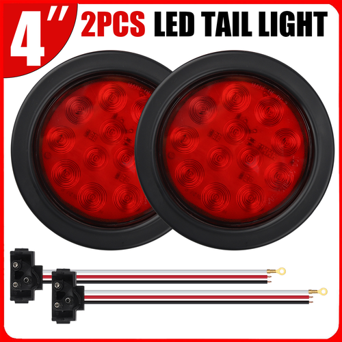 2X 4"inch Round LED Truck Trailer Stop Turn Tail Brake Lights ...