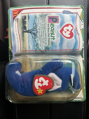 TY PEANUT The Royal Blue Elephant 1995 McDonalds Beanie Baby RARE ...
