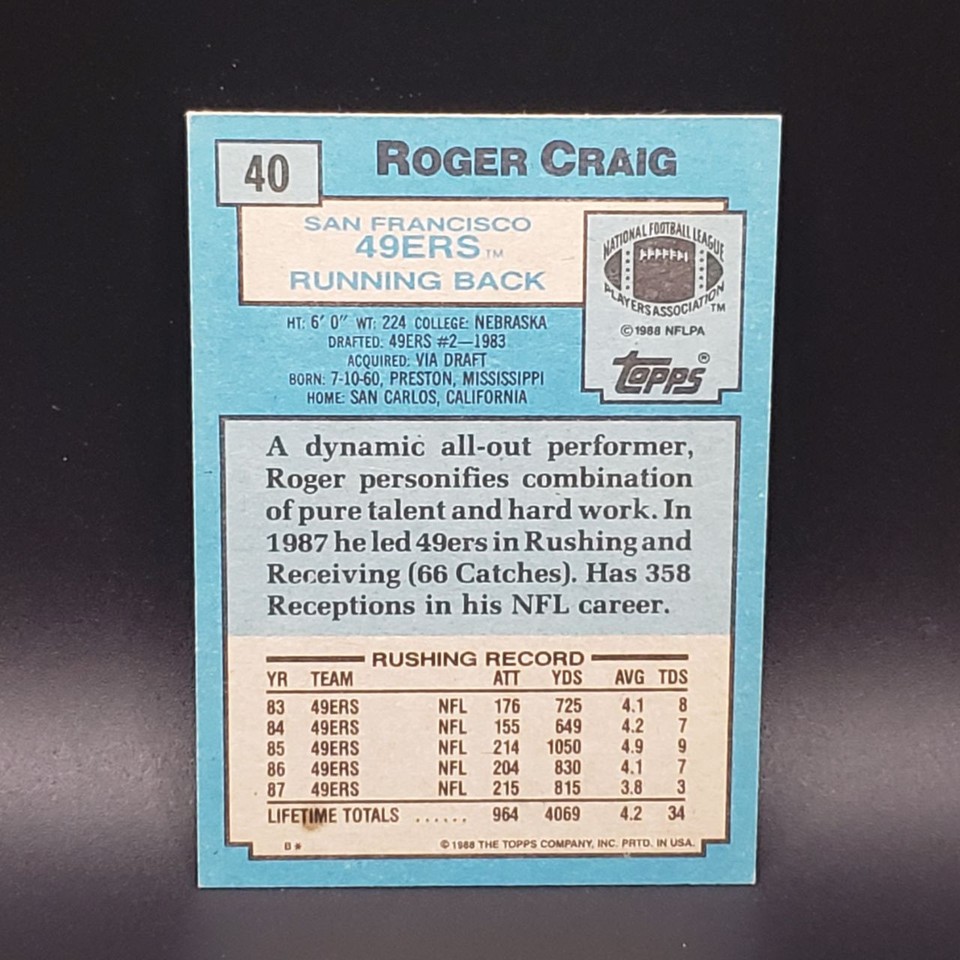 1988 Topps #40 Roger Craig | eBay