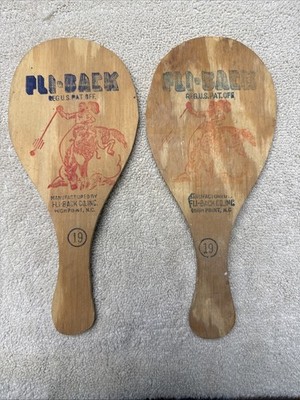 2X - FLI BACK WOODEN PADDLE COWBOY YO-YO BALL GAME VINTAGE 1960s REPAIR ...