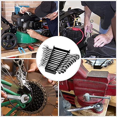 24PCS Ratcheting Wrench Set with Organizer Rack, Professional Slim ...