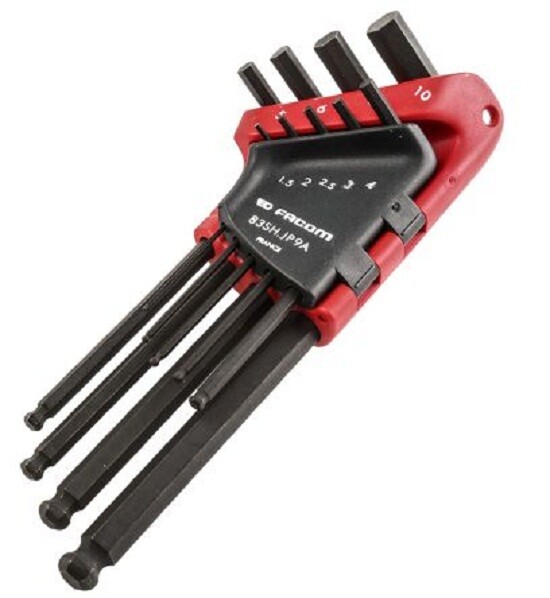Facom 83SH.JP9A 9 Piece Long Ball End Hex Allen Keys Set METRIC for ...