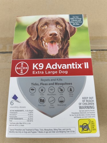 K9 Advantix II tick prevention，flea killer for Dogs Over 55lbs，6 Pack ...