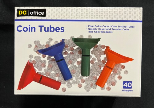 Coin Sorting Tubes Color Coded Set Of 4 For Counting Rolled Coins | eBay