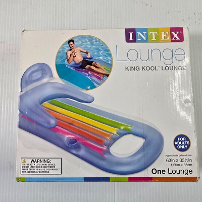 Intex King Kool Lounge Inflatable Swimming Pool Lounger Raft Headrest ...