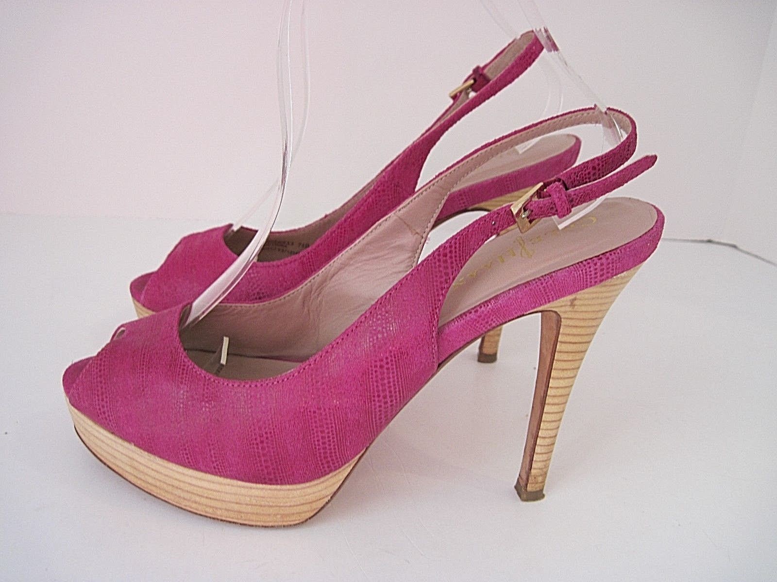 Cole Haan Raspberry Pink Leather Slingbacks Open Toe Platforms Size 7.5 ...