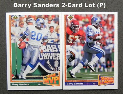 Barry Sanders 2-Card Lot 1991 Upper Deck Cards _ Low Mailing Cost _ Lot ...