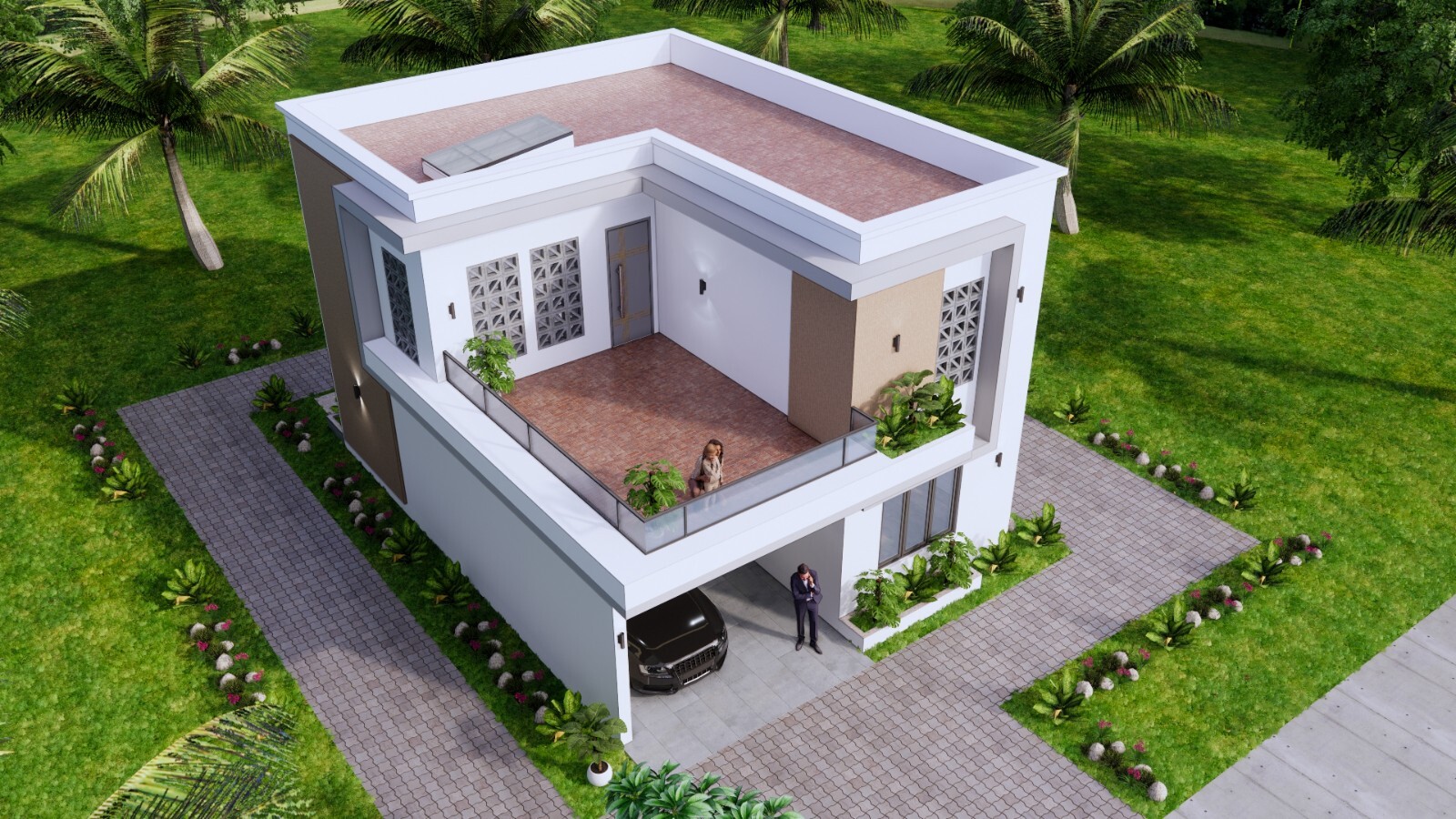 26x33 House Plans 8x10 Meter 3 Beds 3 Baths Terrace Roof PDF Plan (A4 ...