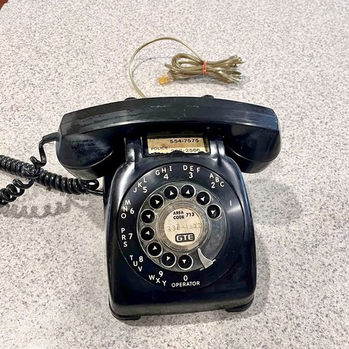Vintage 1960’s GTE Black Rotary Dial Desk Telephone Phone Retro W/Cords ...