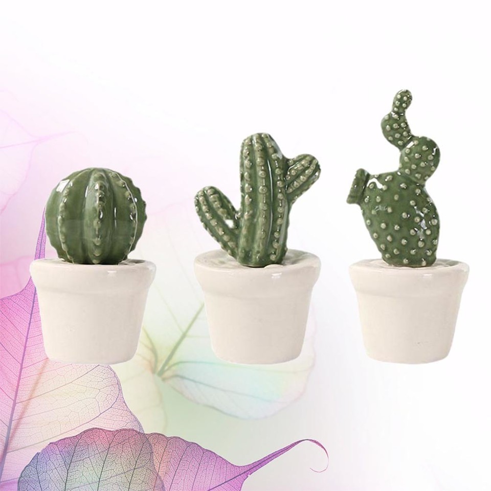 3 Pcs Artificial Small Plants Faux Indoor Cactus Ornament Simulated ...