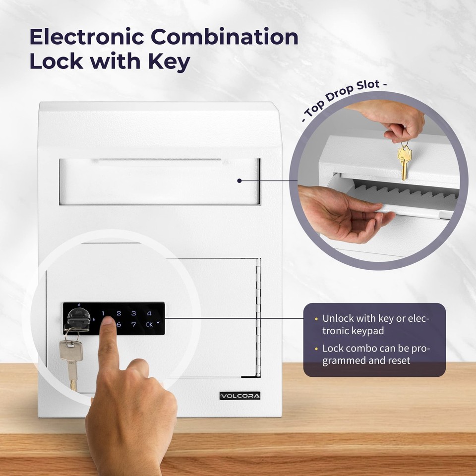 Key Drop Box with Lock, Drop Slot Depository Safe Box Digital Keypad ...