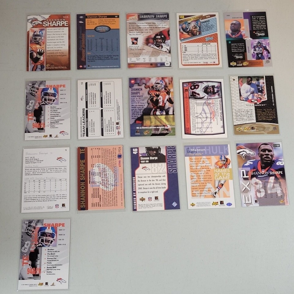 Shannon Sharpe Card Lot – 16 NFL Trading Cards – Denver Broncos – Hall ...