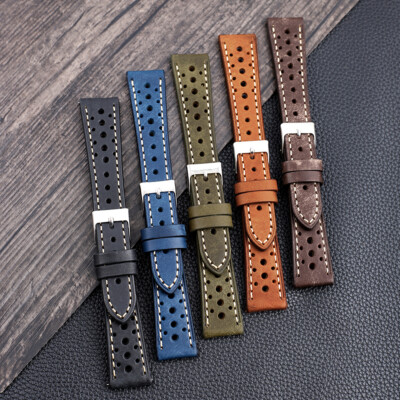 Rally Racing Leather Watch Strap 18mm 19mm 20mm 21mm 22mm Vintage ...