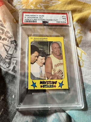 1986 Monty Gum Hulk Hogan Muhammad Ali Wrestling Stars Boxing Card PSA ...