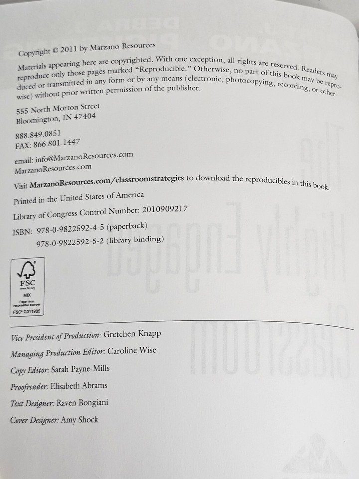 The Highly Engaged Classroom Education Strategies Series Marzano ...