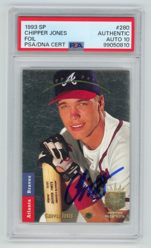 CHIPPER JONES Signed Braves 1993 UD SP Foil Baseball Card + PSA ...