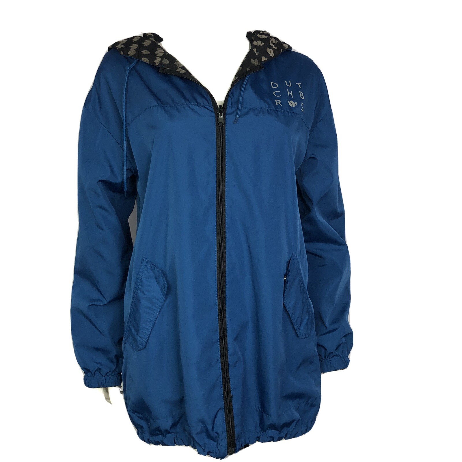 Dutch Bros Blue Reversible Hooded Tulip Rain Jacket W… - Gem