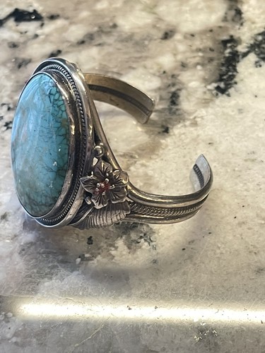 Pawn Vintage Handmade Juque STERLING NAVAJO Natural Turquoise Bracelet ...