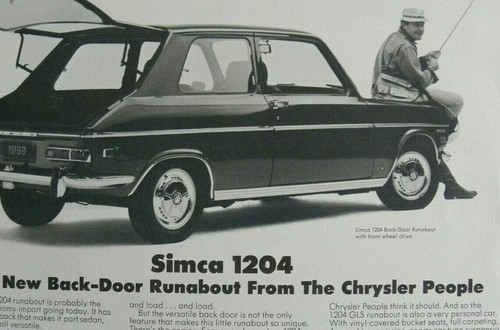 Brochure 1 feuille SIMCA 1204 GLS en anglais / USA de 1970 | eBay