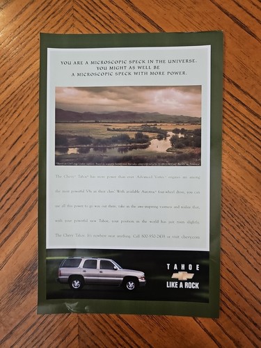 Vintage Chevrolet Magazine Print Ad 2002 Chevy Tahoe | eBay
