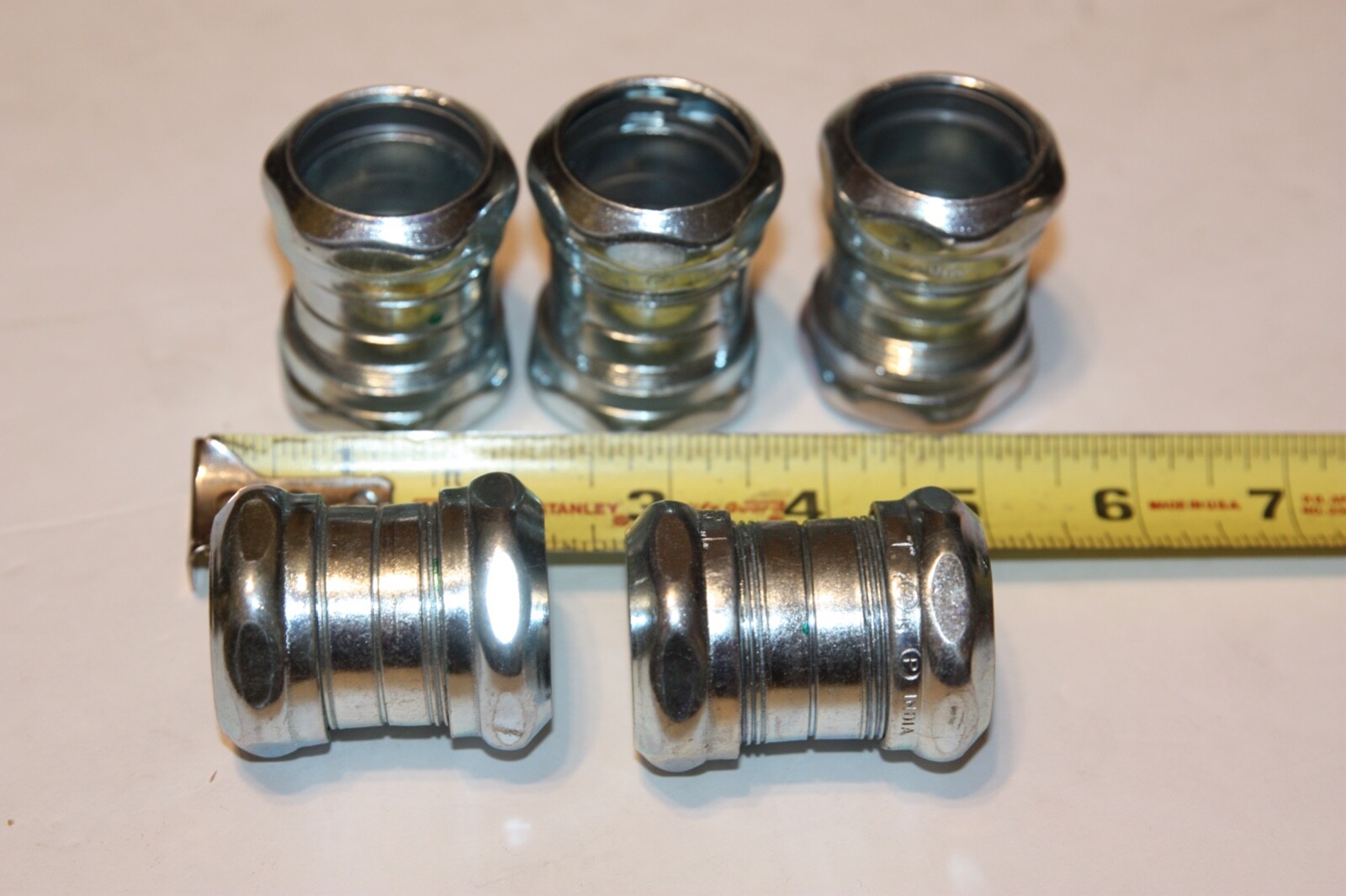 Lot Of FIVE 1" Compression Coupling EMT Conduit wire union concrete ...