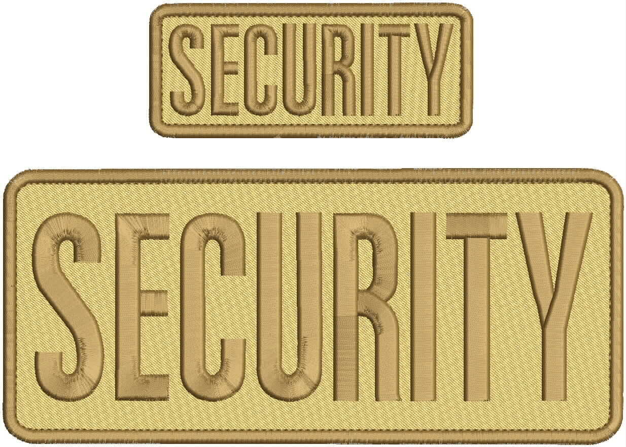 SECURITY embroidery patch 4x10 and 2x5 hook on back TAN/BROWN | eBay