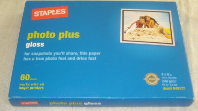 Staples Photo Plus Gloss Inkjet PHOTO PAPER 60 sheets 4 x 6 # 648177 | eBay