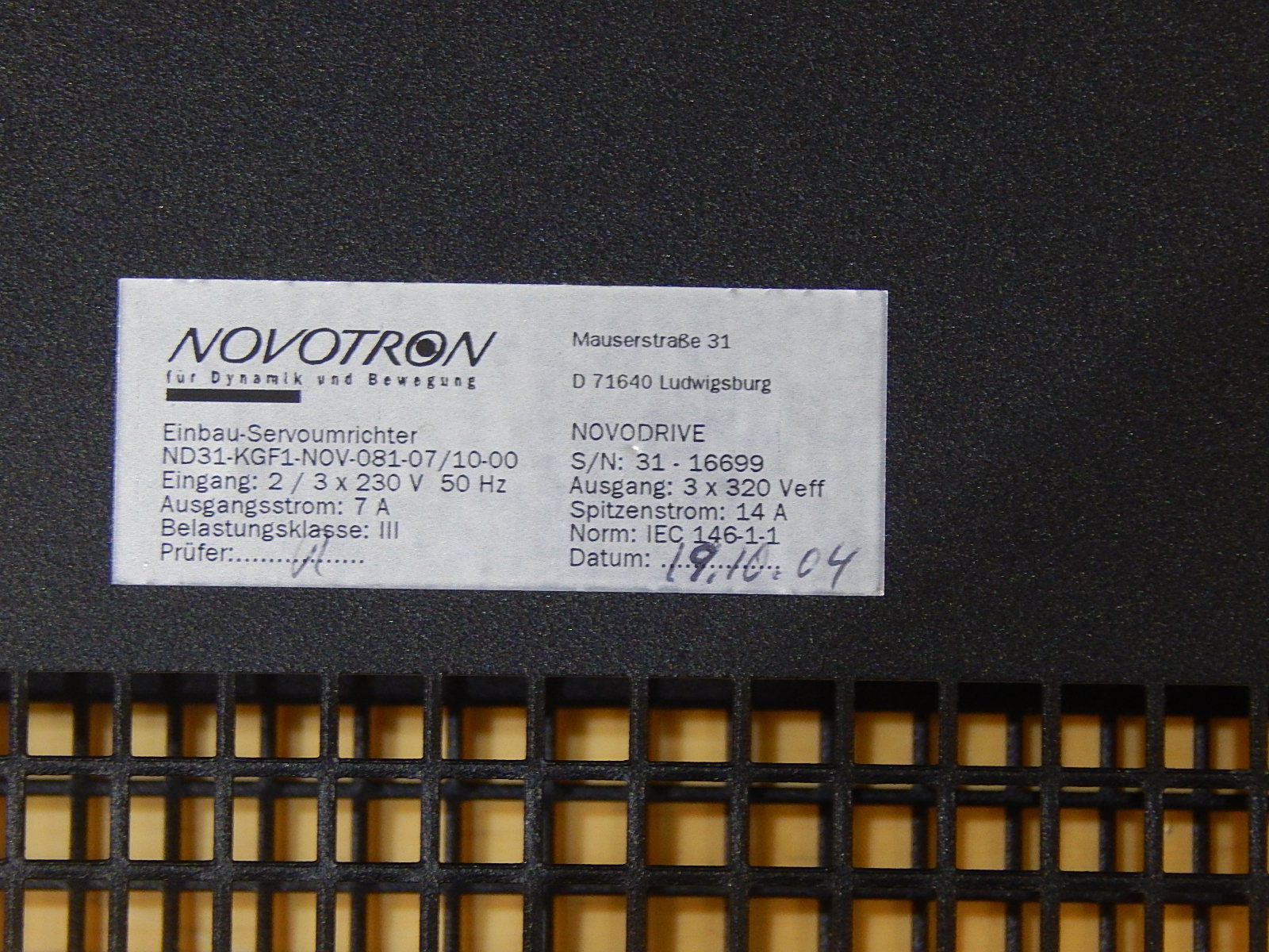 NOVOTRON NOVODRIVE ND31 digital Servo Controller ND31-KGF1-NOV-081-07/ ...