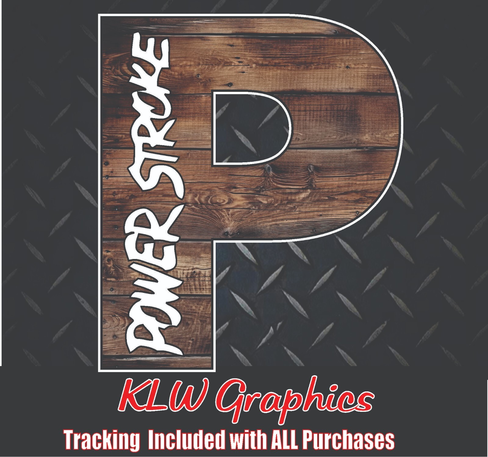 Powerstroke P Wood Decal Sticker Turbo Diesel Truck 6.0 6.7 7.3 Crew ...