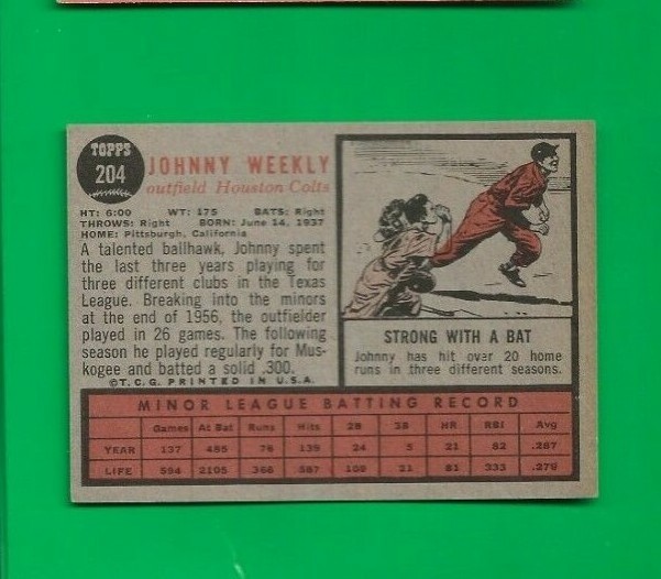 1964 Topps Johnny Weekly Houston Colts RC #204 🚀 🚀💥 EXMT | eBay