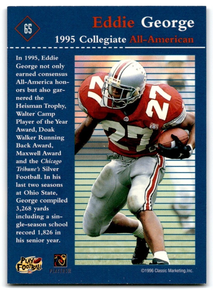 1996 Classic NFL Rookies Eddie George Ohio State Buckeyes #65 | eBay