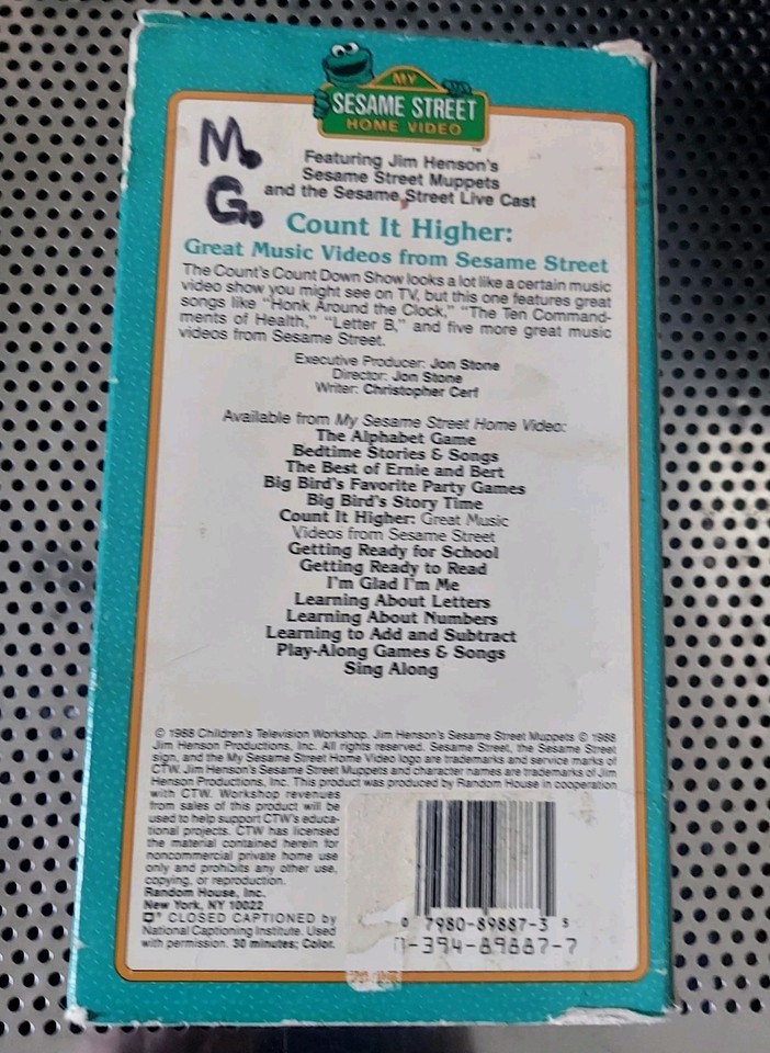 Sesame Street Count It Higher VHS Tape Great Music Videos PBS CTW ...