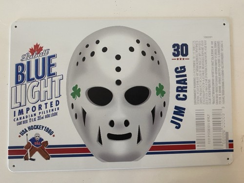 USA Olympic Hockey Labatt Blue Beer Metal Sign - Jim Craig Atlanta ...
