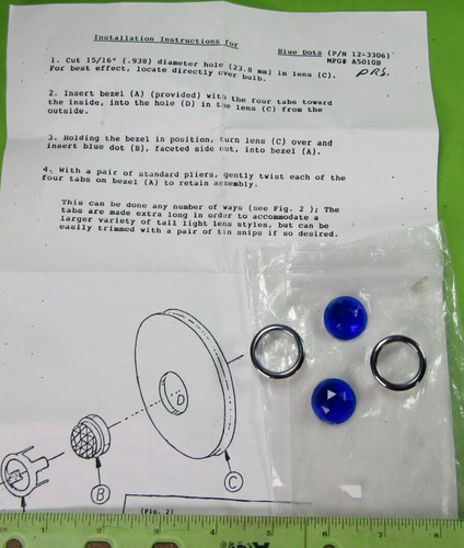 Motorcycle Auto Plastic Blue Dot Kit w/ Chrome Metal Rings Rims🔥Tail ...