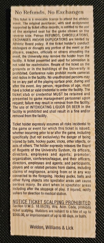 Wisconsin Badgers Temple Owls Basketball Ticket Stub 12/29 1999 Jon ...