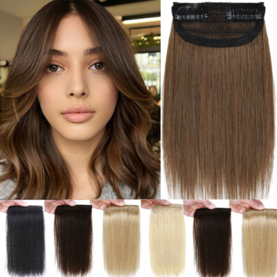 Fluffy Short Hair Pad Real Remy Human Hair Extensions Clip In Root Weft ...