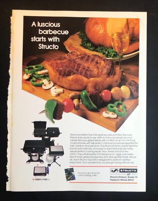 Vintage 1970s mag print ad STRUCTO Barbecue Grill food kitchen ...