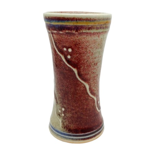 Handmade Signed Art Pottery Flower Vase - 6" Small Red White Ombre ...