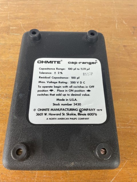 Ohmite Cap Ranger 3430A 2 Percent Accuracy 200vdc for sale online | eBay