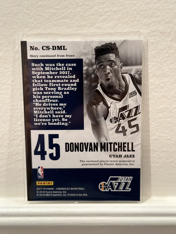 2017-18 Chronicles Donovan Mitchell Patch 042/199 Utah Jazz Rookie | eBay