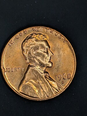 1968 D Lincoln Memorial Uncirculated Cent Brilliant Penny BU Red FREE ...