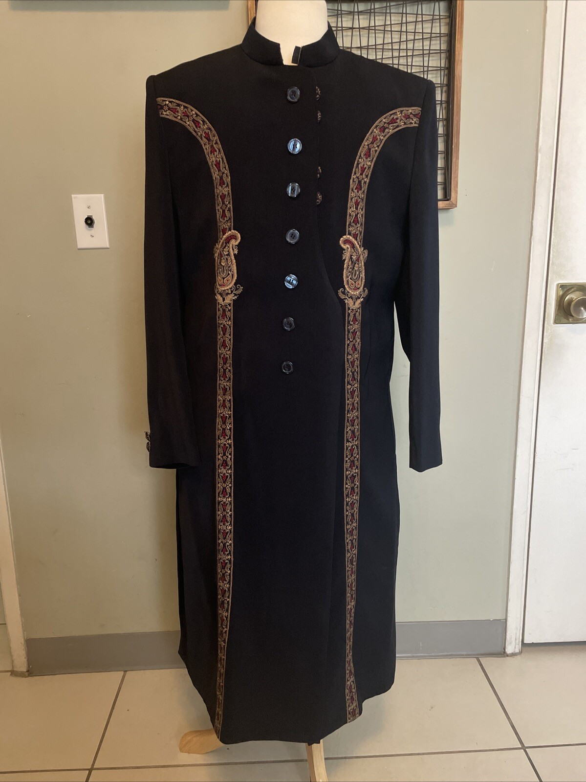 Sherwani Blazer Long Coat Sz 40 Wedding Boho Jacket J… - Gem