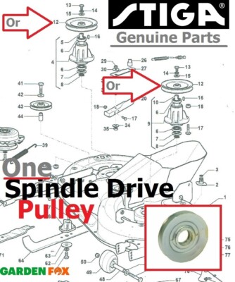 Genuine STIGA Estate 2084 - 84C - Cutter Deck Spindle DRIVE PULLEY ...
