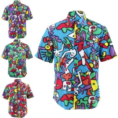 Mens Shirt Loud Originals Cotton REGULAR FIT Short Sleeve TIFFY PRINT ...