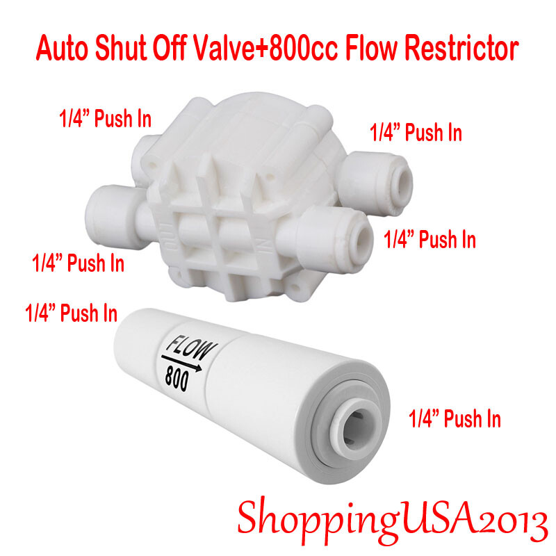 Auto Shut Off Valve 1/4" Check Valve Flow Restrictor RO Water Filter ...