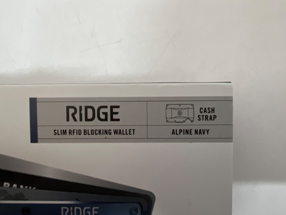 Ridge Slim RFID Blocking Wallet Alpine Navy Blue w/Cash Strap | eBay