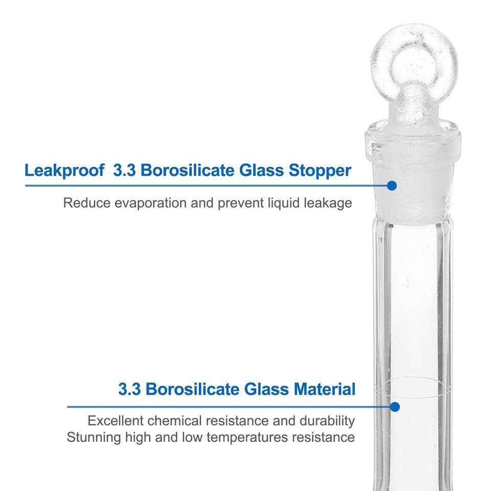 10ml 2Pcs 3.3 Borosilicate Glass Volumetric Flask with Glass Stopper ...