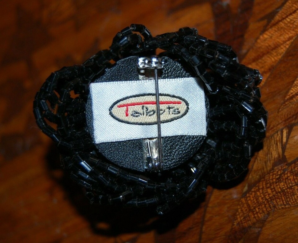 ELEGANT TALBOTS COUTURE BLACK SEED AND BUGGLE BEAD CLUSTER STATEMENT ...