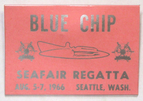 rare 1966 SEATTLE SEAFAIR "BLUE CHIP" Crew PASS pinback Hydroplane boat ...
